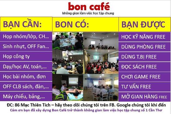 Menu at Bon Café, Can Tho
