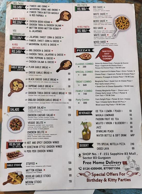 Menu at The Pizza Square, Gurugram