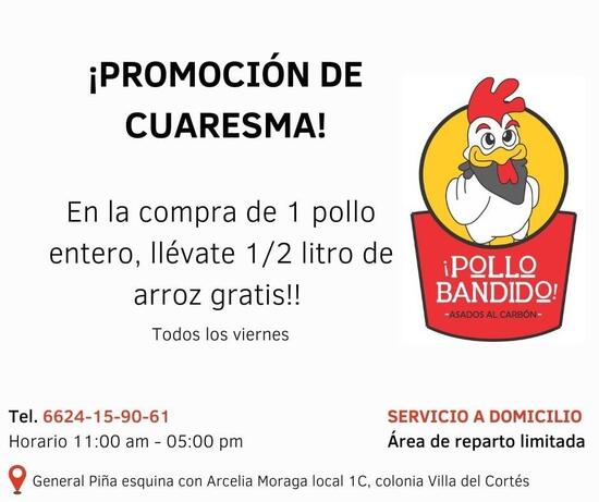 Carta del restaurante POLLO BANDIDO, Hermosillo