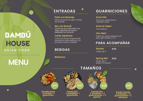 Menu at Bambu House restaurant, Santiago de Querétaro