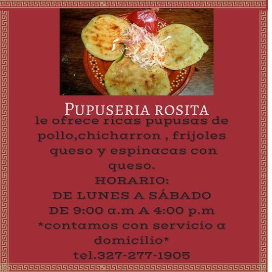 Menu at Pupuseria Rosita restaurant, Compostela