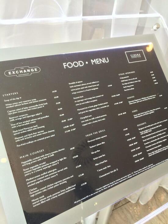 Menu at Pima Bar, Liverpool