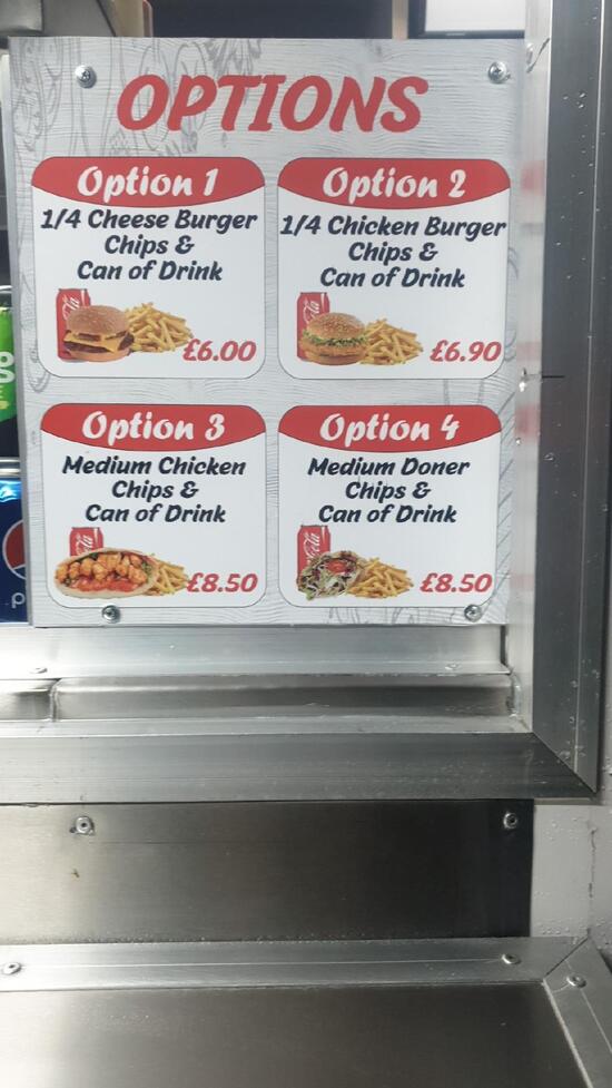 Menu at Sultan kebab van, Tidworth