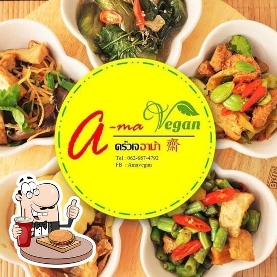 Menu at A-ma Vegan restaurant, Bangkok