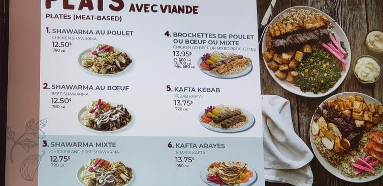 Menu at Boustan Delson restaurant, Delson