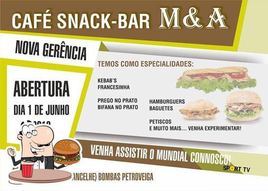 Menu at Snack Bar M&A, Portugal