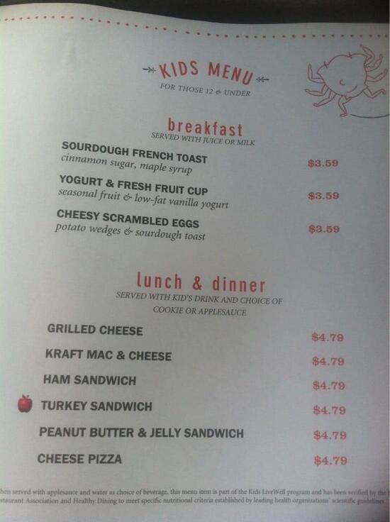 Menu at Boudin SF restaurant, Stockton