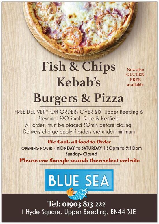 Menu at BLUE SEA restaurant, Steyning