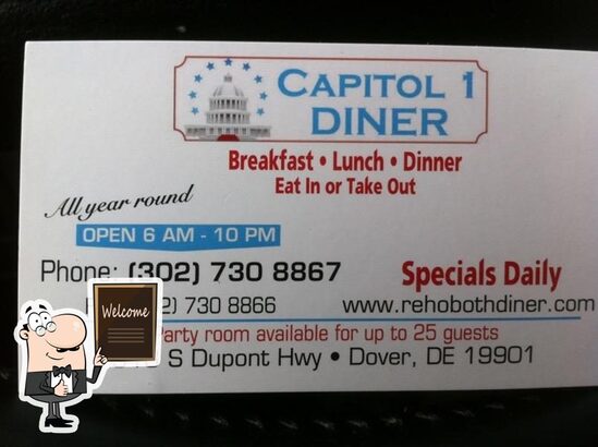 Menu at Capitol One Diner, Dover