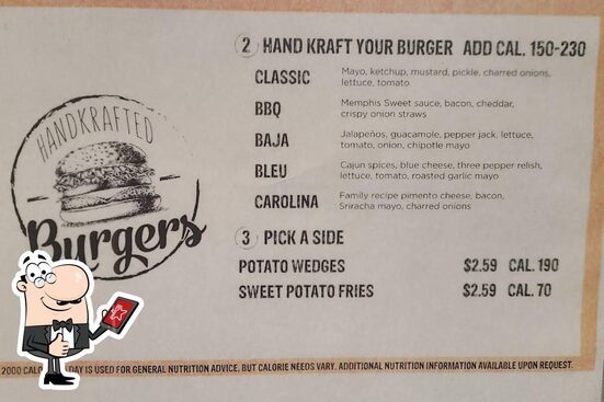 Menu at Handkrafted Burgers restaurant, Cleveland