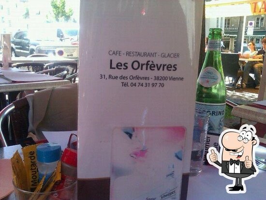 Menu at Les Orfevres restaurant, Vienne