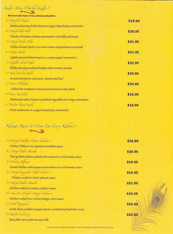 Menu at Chef Abhi's Classic Indian Cuisine restaurant, Terrace