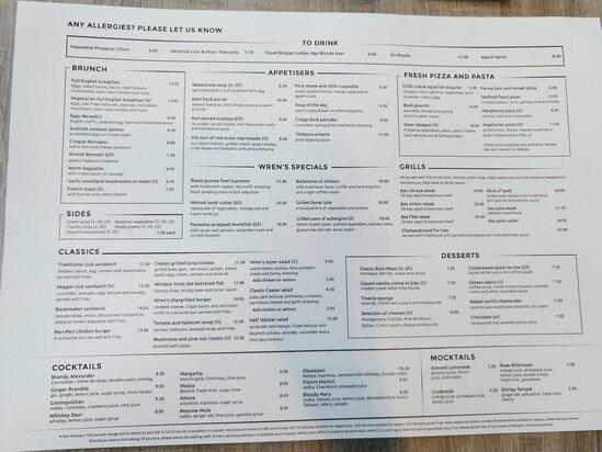 Menu at Sir Christopher Wren Hotel pub & bar, Windsor