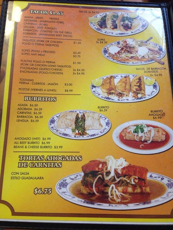 Menu at El Vaquerito Restaurant, Alhambra