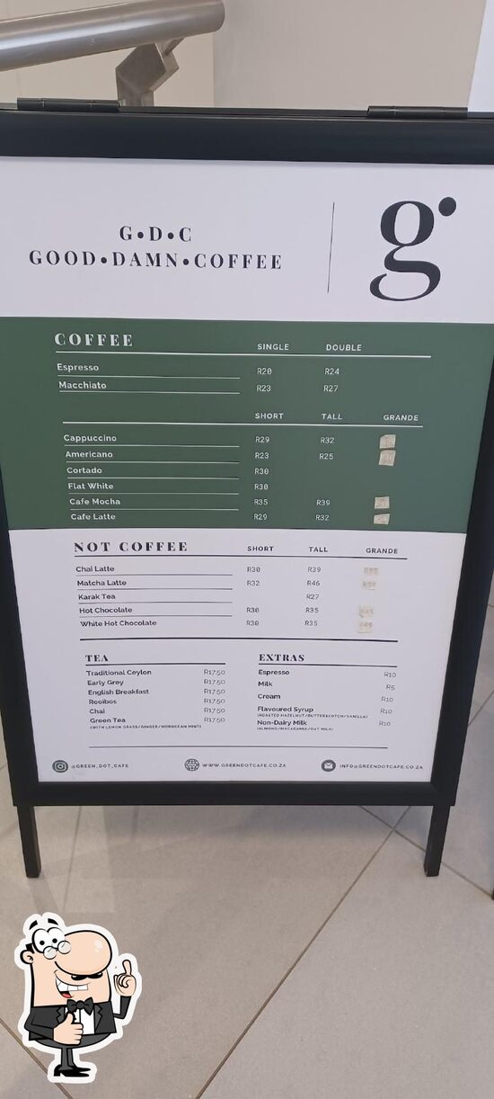 Menu at Green Dot Café, Centurion