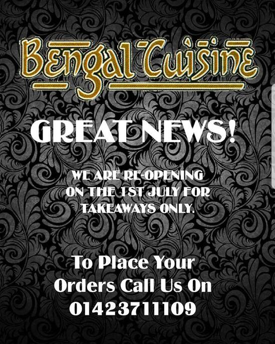 Menu at Bengal Cuisine restaurant, Pateley Bridge, 1A High St