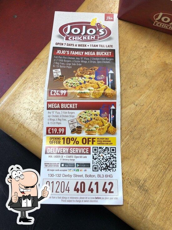 Menu at Jojo's Chicken Bolton fast food, Bolton