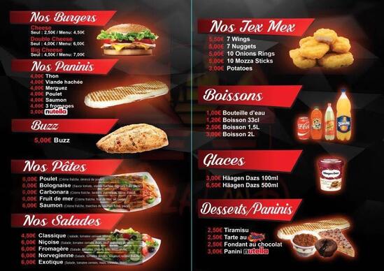 Menu at PizzaLand pizzeria, Marines