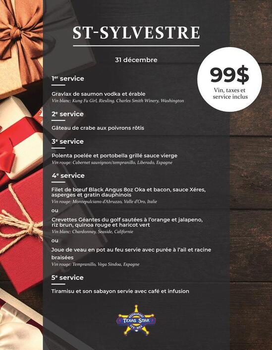 Menu au Restaurant Texas Star, Saint-Eustache, 477 25e Av