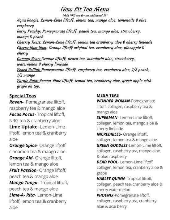 Menu at Turnaround Nutrition- HerbalifeMLM pub & bar, Shelby