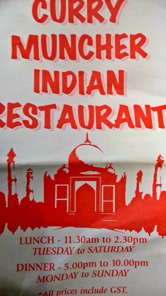 Menu at Curry Muncher - Paradise Point restaurant, Paradise Point, 11/1 ...