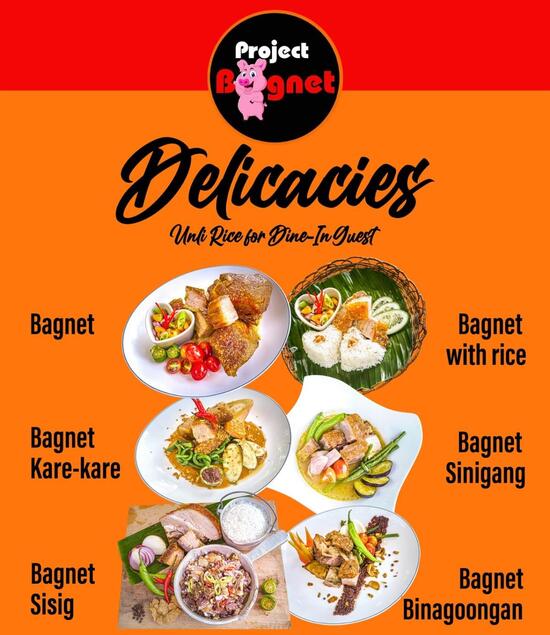 Menu at Project Bagnet restaurant, Baler