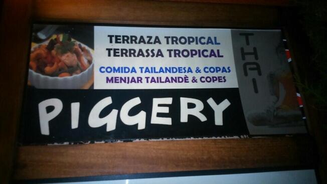Menu at Piggery restaurant, Roda de Berà