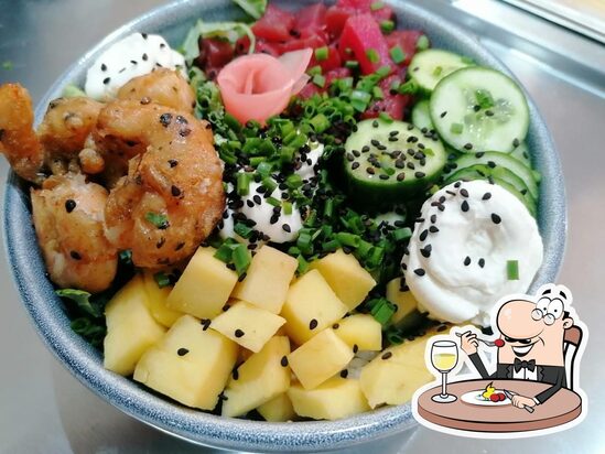 Menu at Poke lab restaurant, Guadalajara
