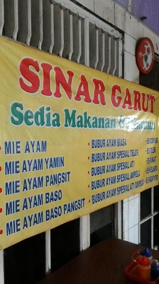 Menu at Sinar Garut Akzan restaurant, East Jakarta