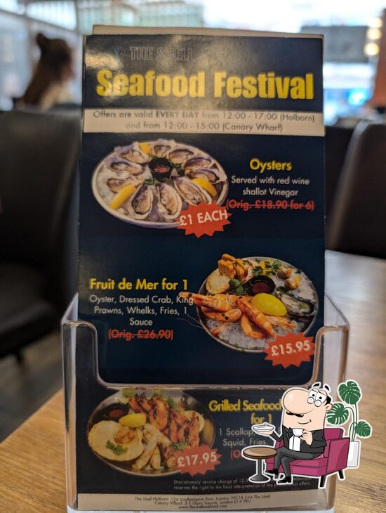 Menu at The Shell restaurant, London, 124 Southampton Row