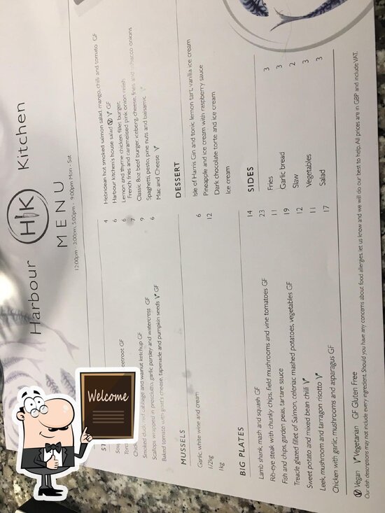 Menu at Harbour Kitchen restaurant, Stornoway