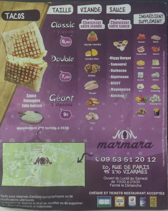 Marmara, Viarmes - Menu du restaurant, prix et avis