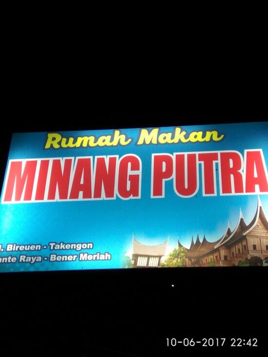 Menu at Rumah Makan Minang Putra restaurant, Simpang Balek