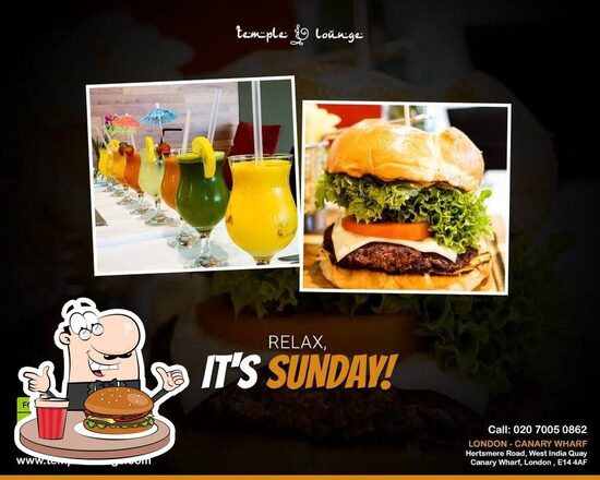 Temple Lounge, London, Westferry - Restaurant menu, prices and reviews