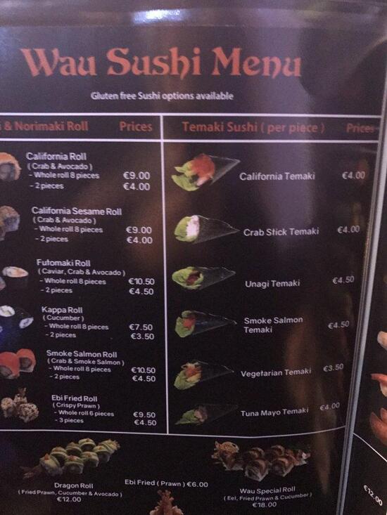Menu at Wau Asian Cuisine restaurant, Trim, Bridge St