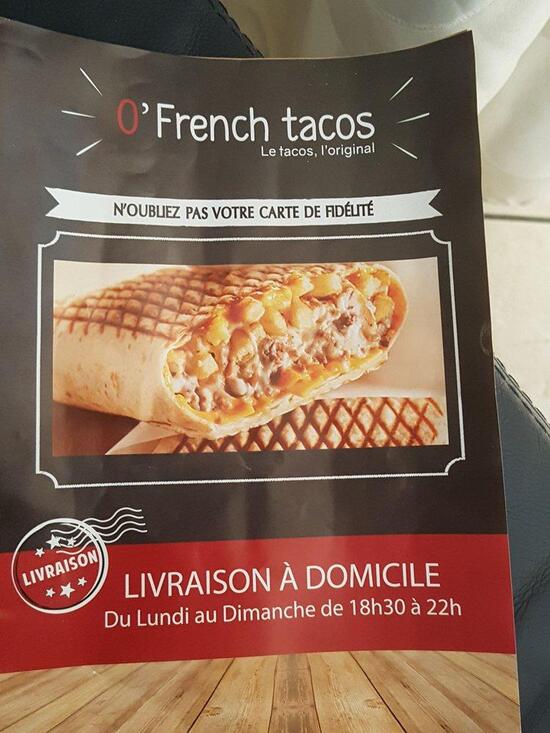 Menu au O'french Tacos fast food, Istres