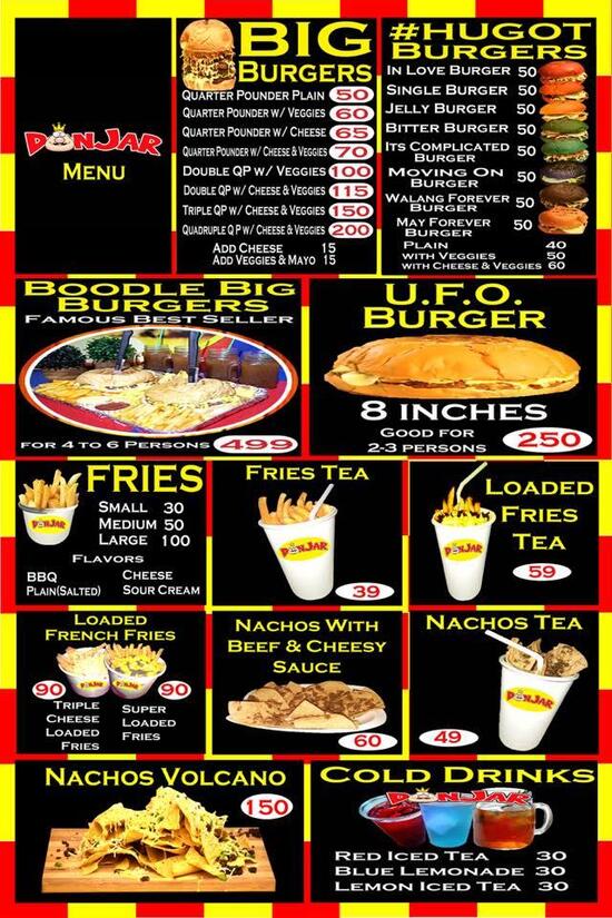 Menu at Donjar Big Burgers - Lagro restaurant, Quezon City