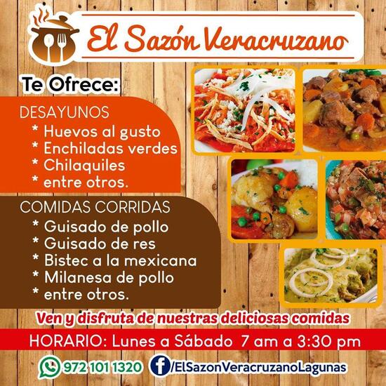 Menu at El Sazón Veracruzano restaurant, Mexico, Calle Moctezuma a un ...