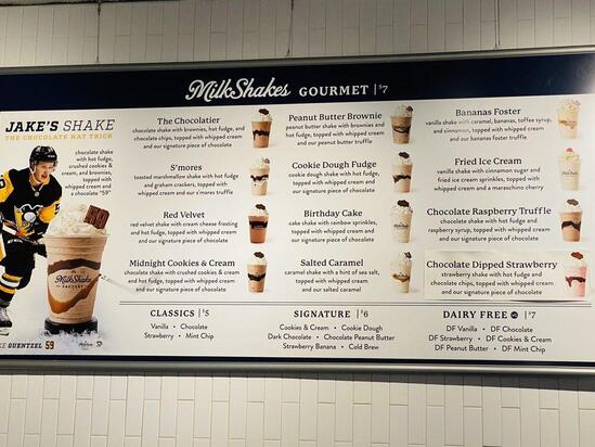 Menu at The Milkshake Factory (Oakland) restaurant, Pittsburgh, Forbes Ave