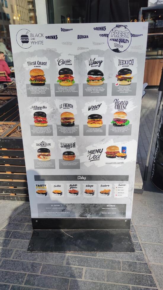 Menu at Black & White Burger, Brussels