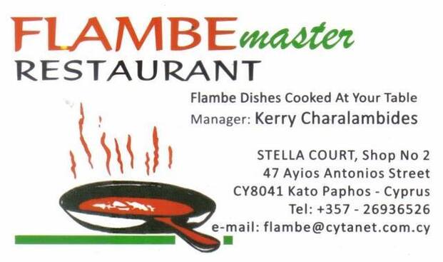 Menu at Flambe Master Restaurant, Paphos