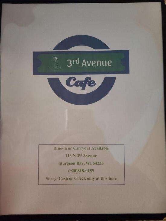 3rd Avenue Cafe, 113 N 3rd Ave in Sturgeon Bay - Restaurant menu and ...