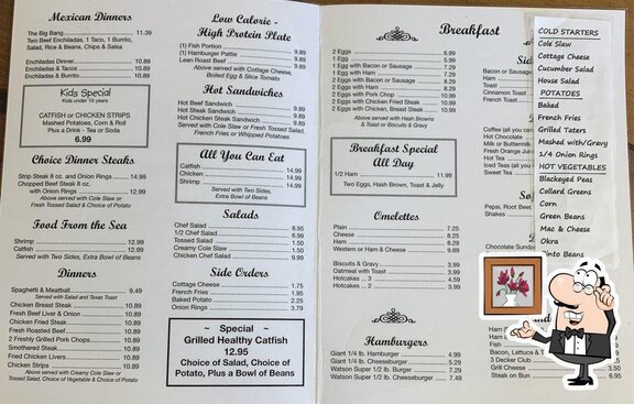 Menu at Curtis Watson's Catfish Restaurant, McLoud