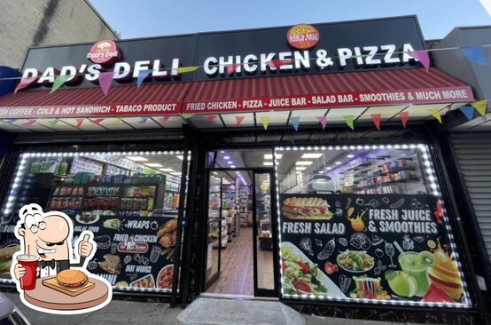 Menu at Dad's Deli chicken and pizza restaurant, New York City