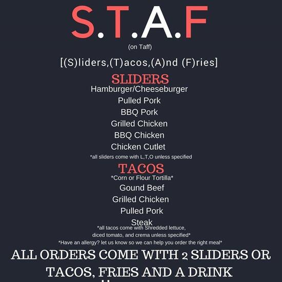 Menu at STAF restaurant, Stamford