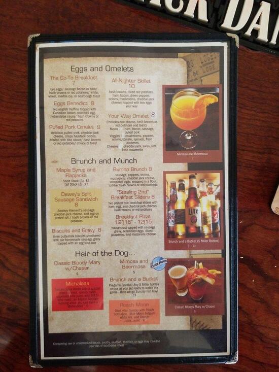 Menu at Dewey's Restaurant And Sports Bar, Racine