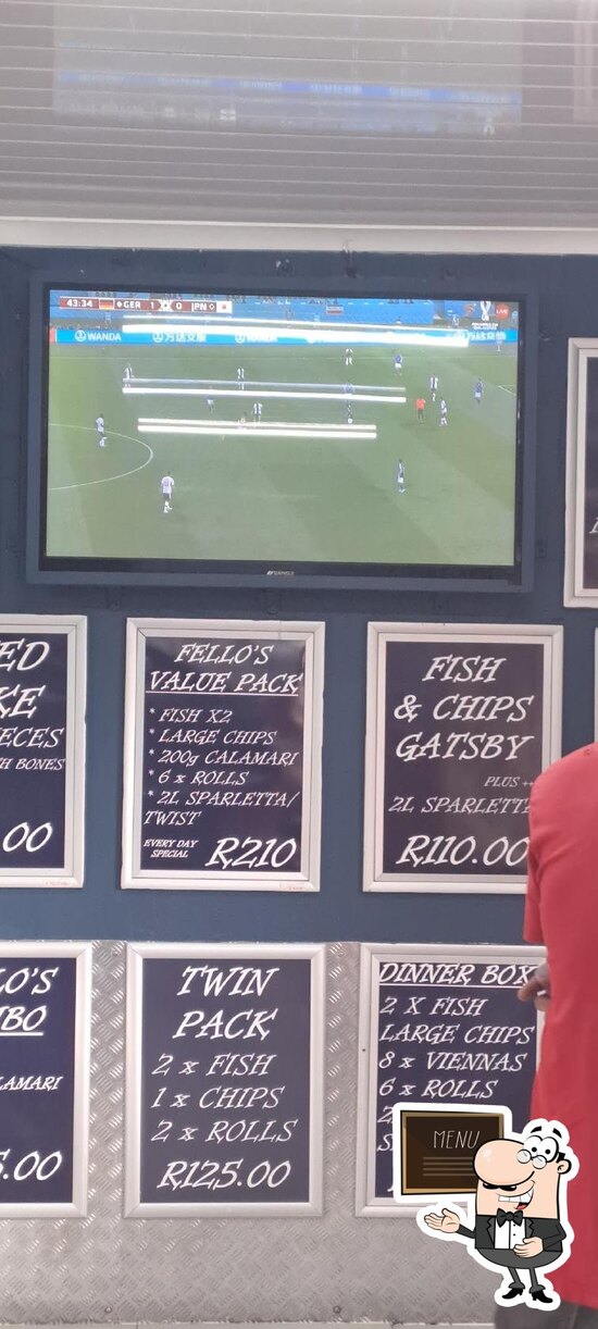 Menu at Fello's Fisheries restaurant, Cape Town