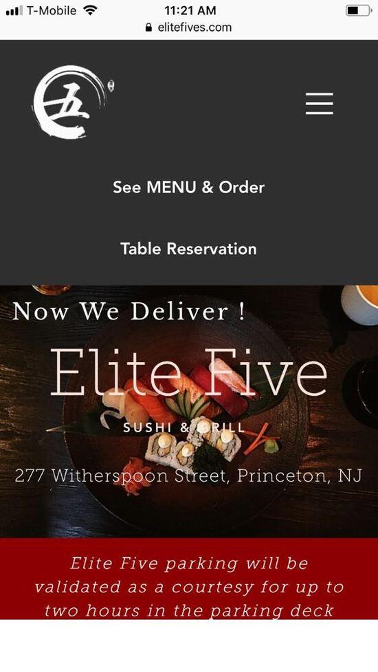 Menu at Elite Five Sushi & Grill restaurant, Princeton