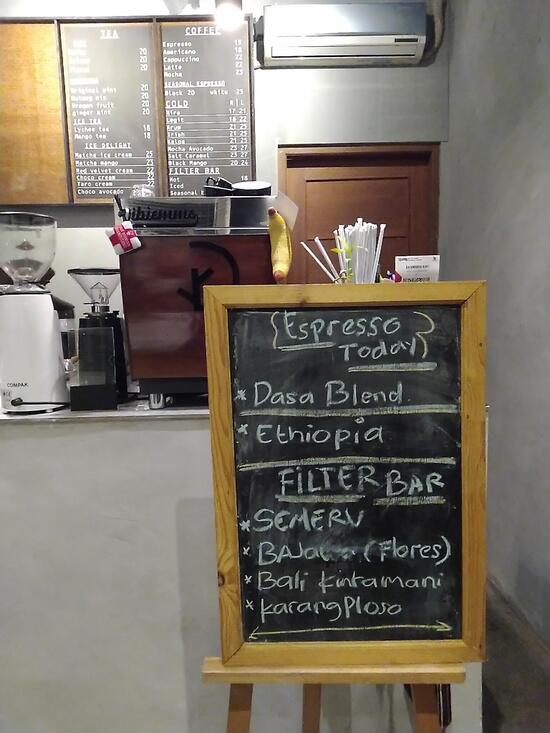 Menu at Dasawarsa Coffee Roasters cafe, Yogyakarta