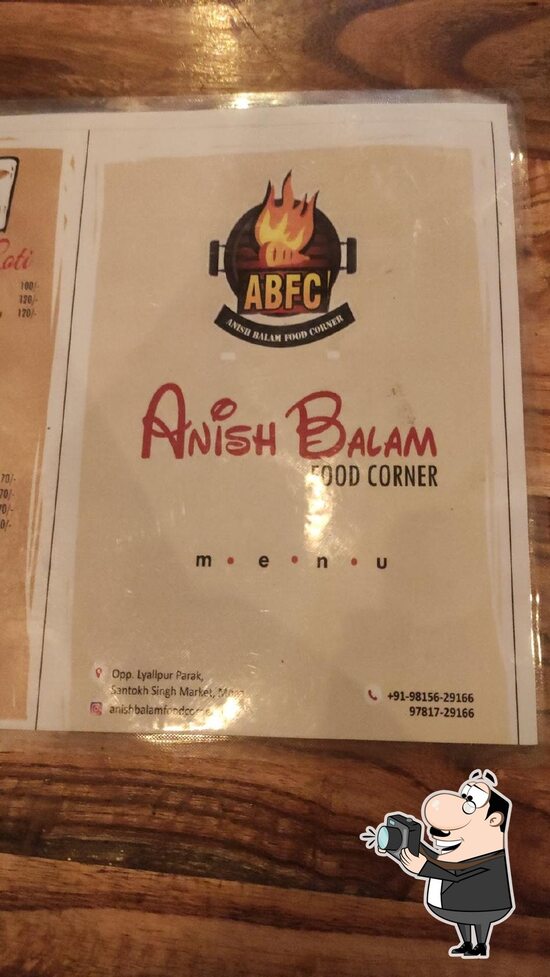 Menu at Anish balam food corners, Moga